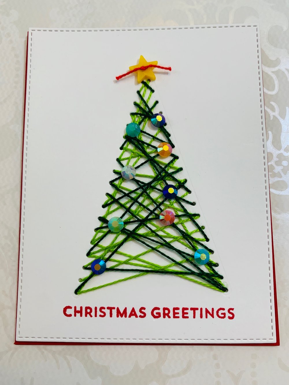 Stitched Christmas Tree Cards - Positively Jane